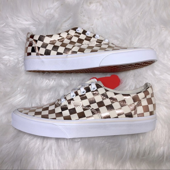 Vans | Shoes | Rare Nwt Rose Gold Vans Cream Checkerboard Authentic ...
